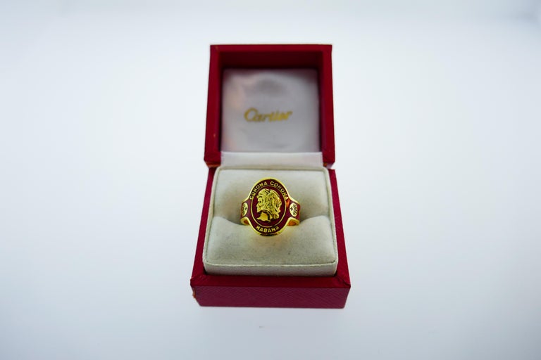 Cartier 18 Karat Yellow Gold and Enamel Cuban Cigar Band Ring Vintage ...