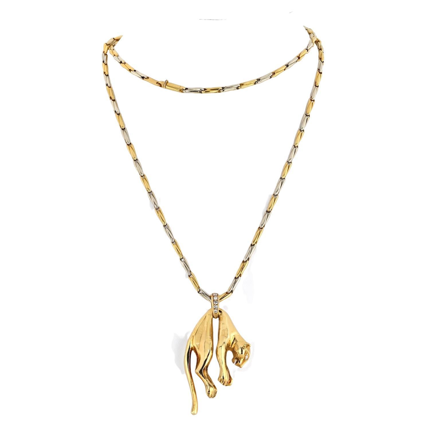 Cartier 18K Yellow Gold Iconic Hanging Panthere Pendant Necklace For ...
