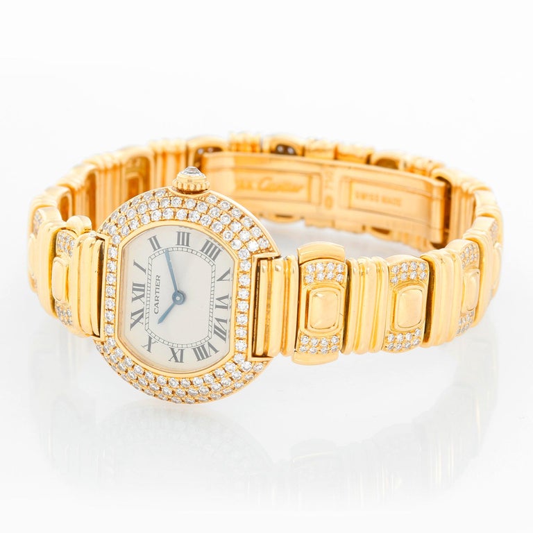 Cartier 18 Karat Yellow Gold Quartz Ellipse Ladies Watch / Bracelet at 1stDibs