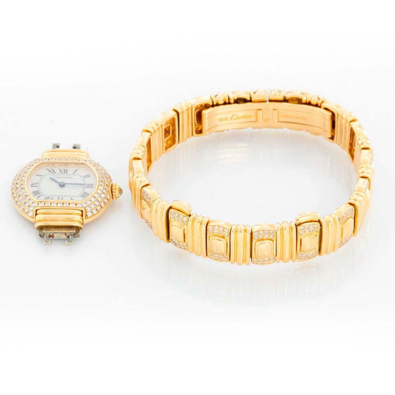 Cartier 18 Karat Yellow Gold Quartz Ellipse Ladies Watch / Bracelet at 1stDibs