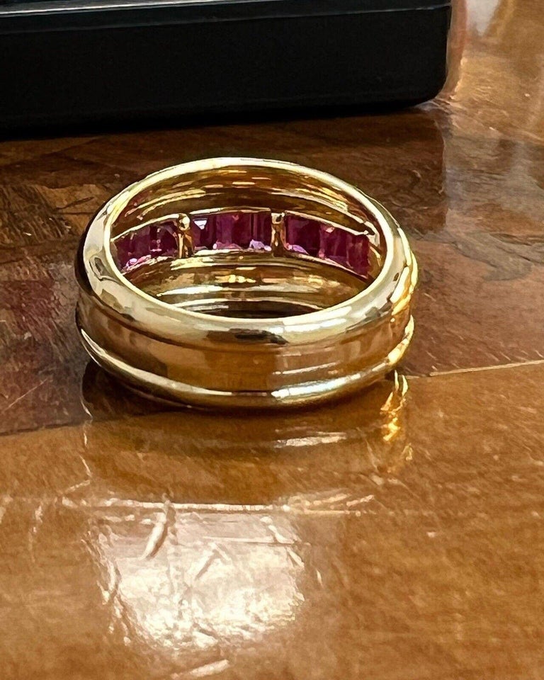 Cartier 18k Yellow Gold and Step Cut Ruby Ring Vintage at 1stDibs