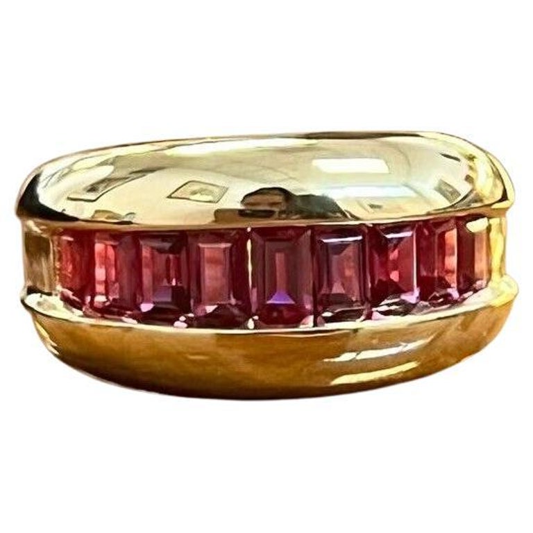 Cartier 18k Yellow Gold and Step Cut Ruby Ring Vintage at 1stDibs