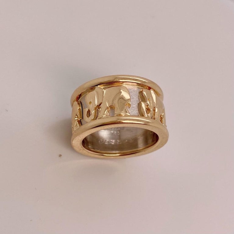 Cartier 18 Karat Yellow and White Gold Elephant Ring at 1stDibs ...