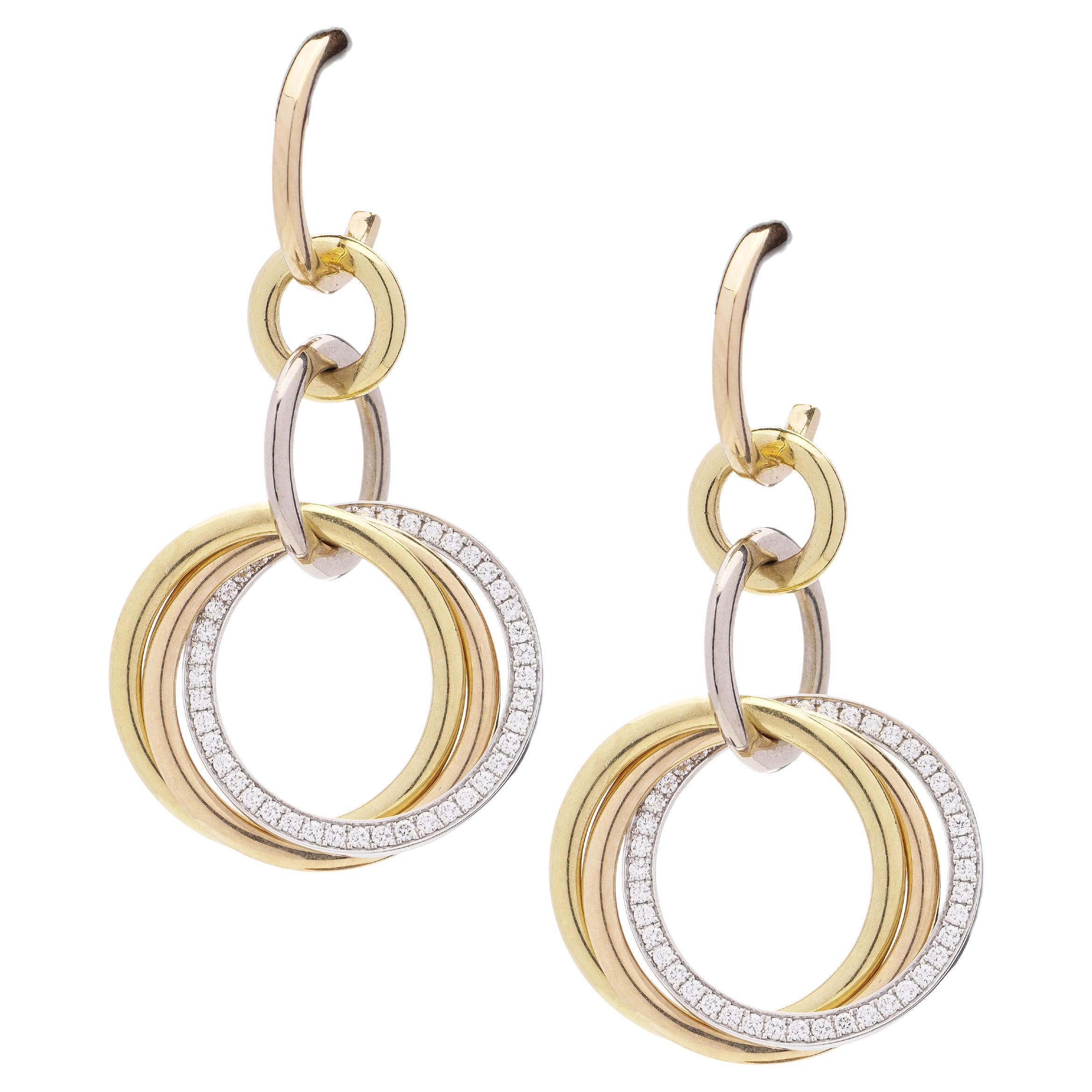 Cartier Diamond Tricolor Gold Trinity Hoop Earrings at 1stDibs ...