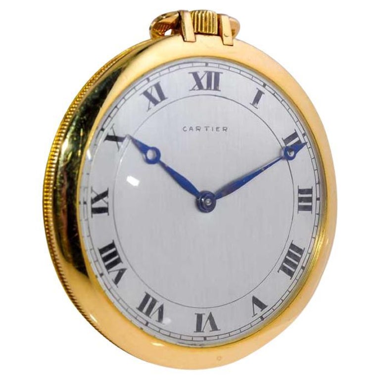 Cartier 18Kt. Yellow Gold Art Deco Open Faced Pocket Watch Hand Made ...