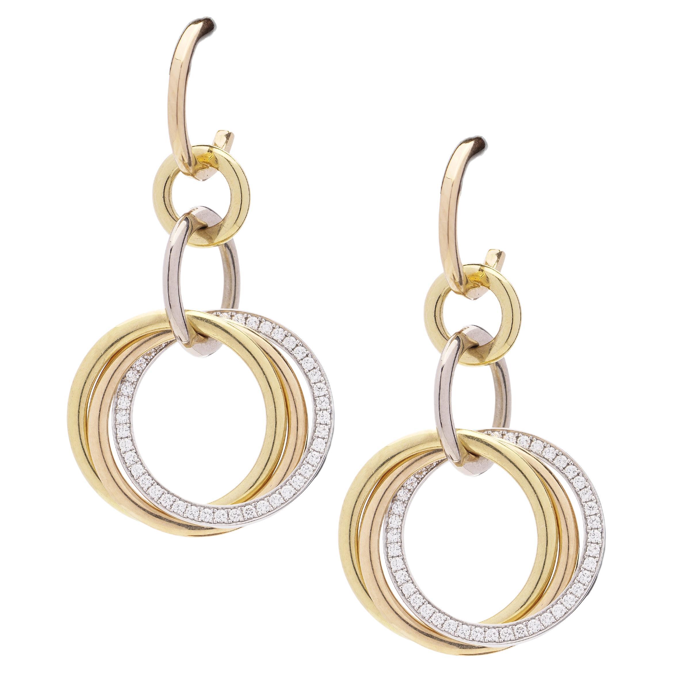 Cartier Paris Bold Large Trinity Hoop Earrings In Three Tones Of Solid ...