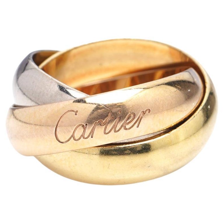 Cartier 18kt Yellow, Rose and White Gold Trinity Ring For Sale at 1stDibs