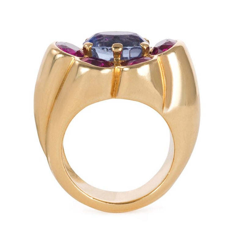 Cartier 1940s Gold and Two-Color Sapphire Ring of Florette Design at ...