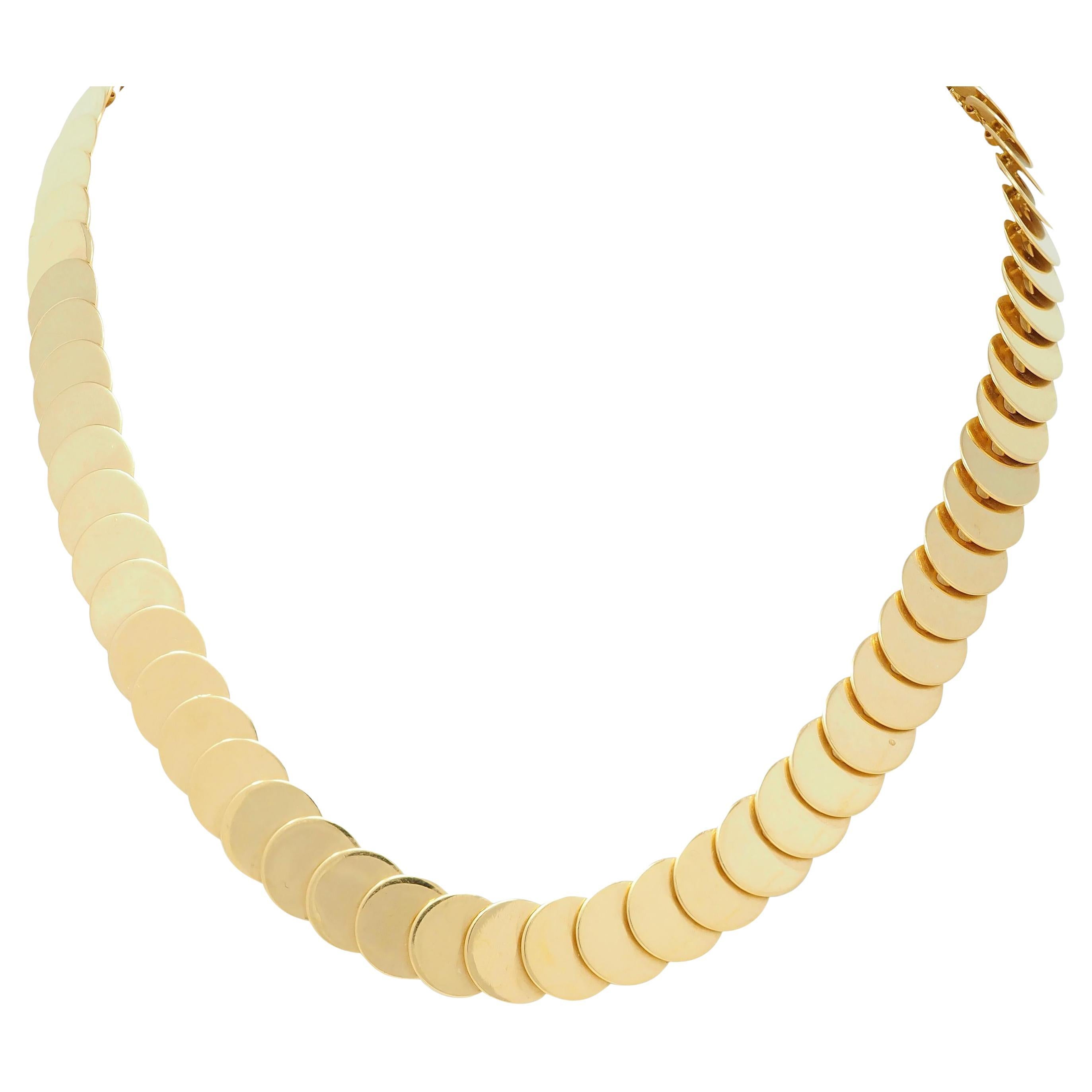 Cartier 1960's 18 Karat Yellow Gold Disk Link Collar Necklace For Sale ...
