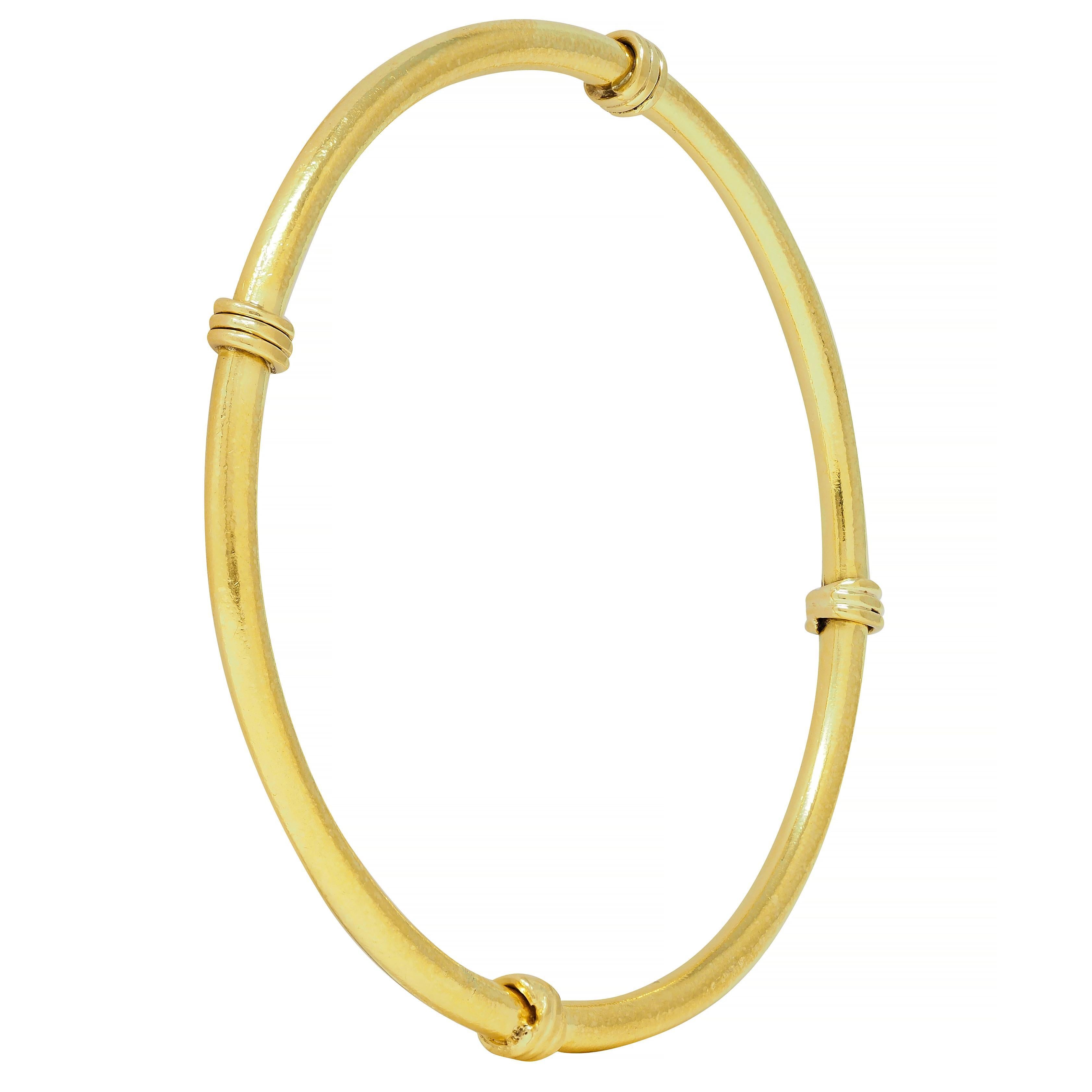 Cartier 1960s 18 Karat Yellow Gold Hammered Vintage Bangle Bracelet For Sale at 1stDibs