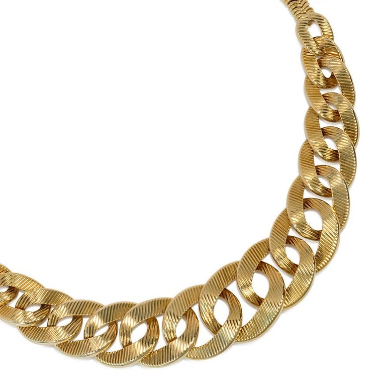 Cartier 1960s Gold Graduated Curb Link Necklace with Tubular Link Back ...