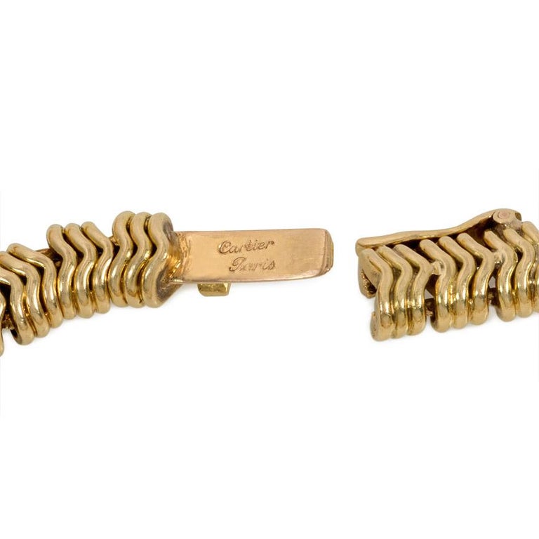 Cartier 1960s Gold Graduated Curb Link Necklace with Tubular Link Back ...