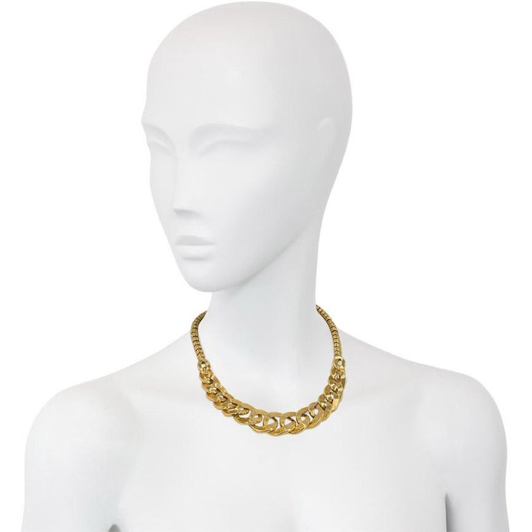 Cartier 1960s Gold Graduated Curb Link Necklace with Tubular Link Back ...
