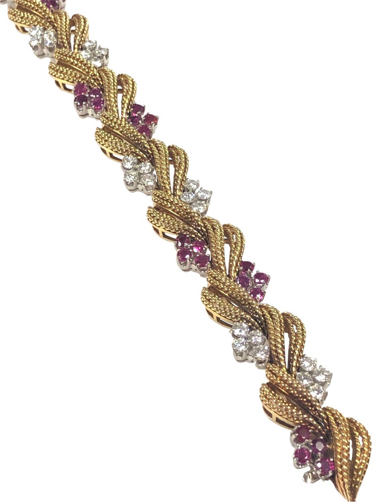 Cartier 1960s Gold Platinum Diamond and Ruby Bracelet with Famous ...