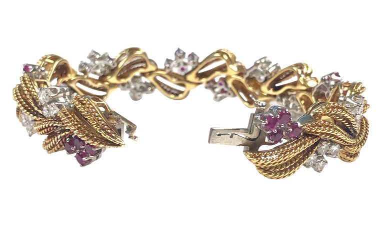 Cartier 1960s Gold Platinum Diamond and Ruby Bracelet with Famous ...