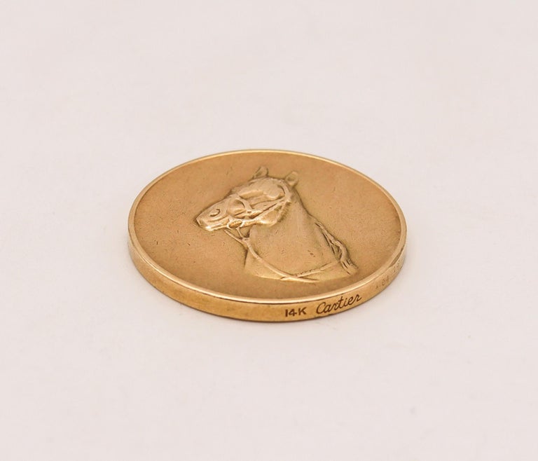 Cartier 1970 Head or Tail Horse Coin in Solid 14Kt Yellow Gold For Sale ...