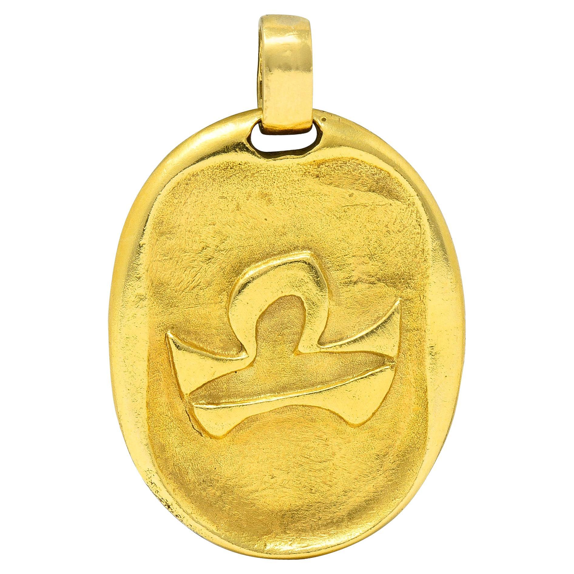 Vintage Gold Libra Zodiac Pendant at 1stDibs