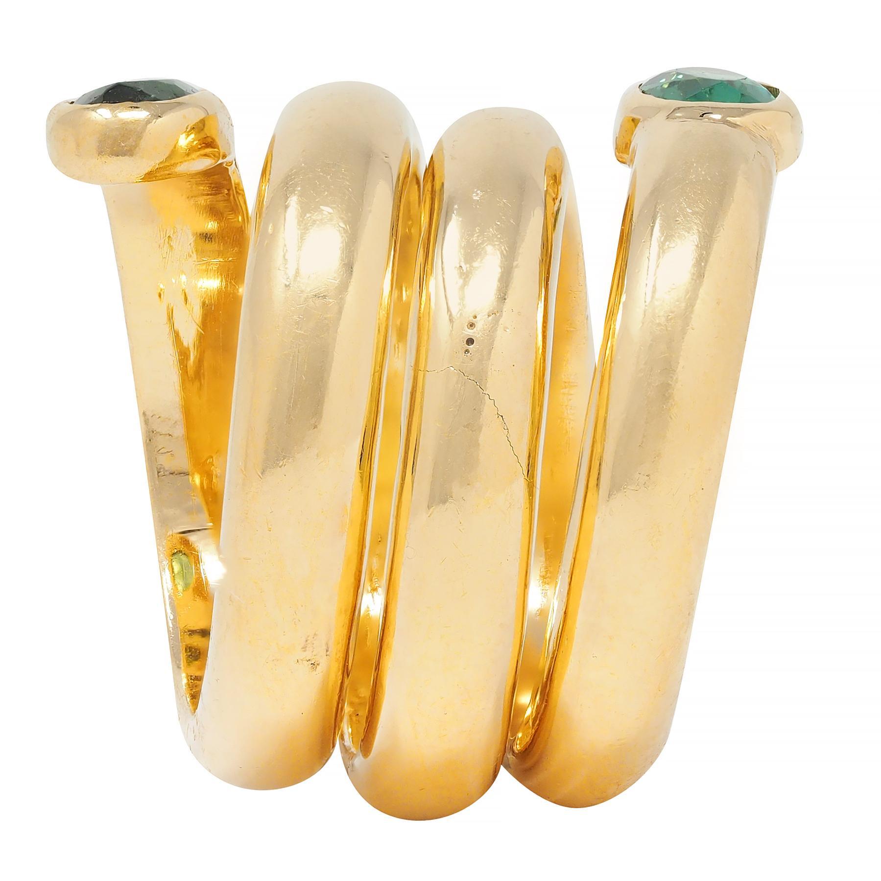 Cartier 1970's Green Tourmaline 18 Karat Yellow Gold Vintage Wrap Ring ...