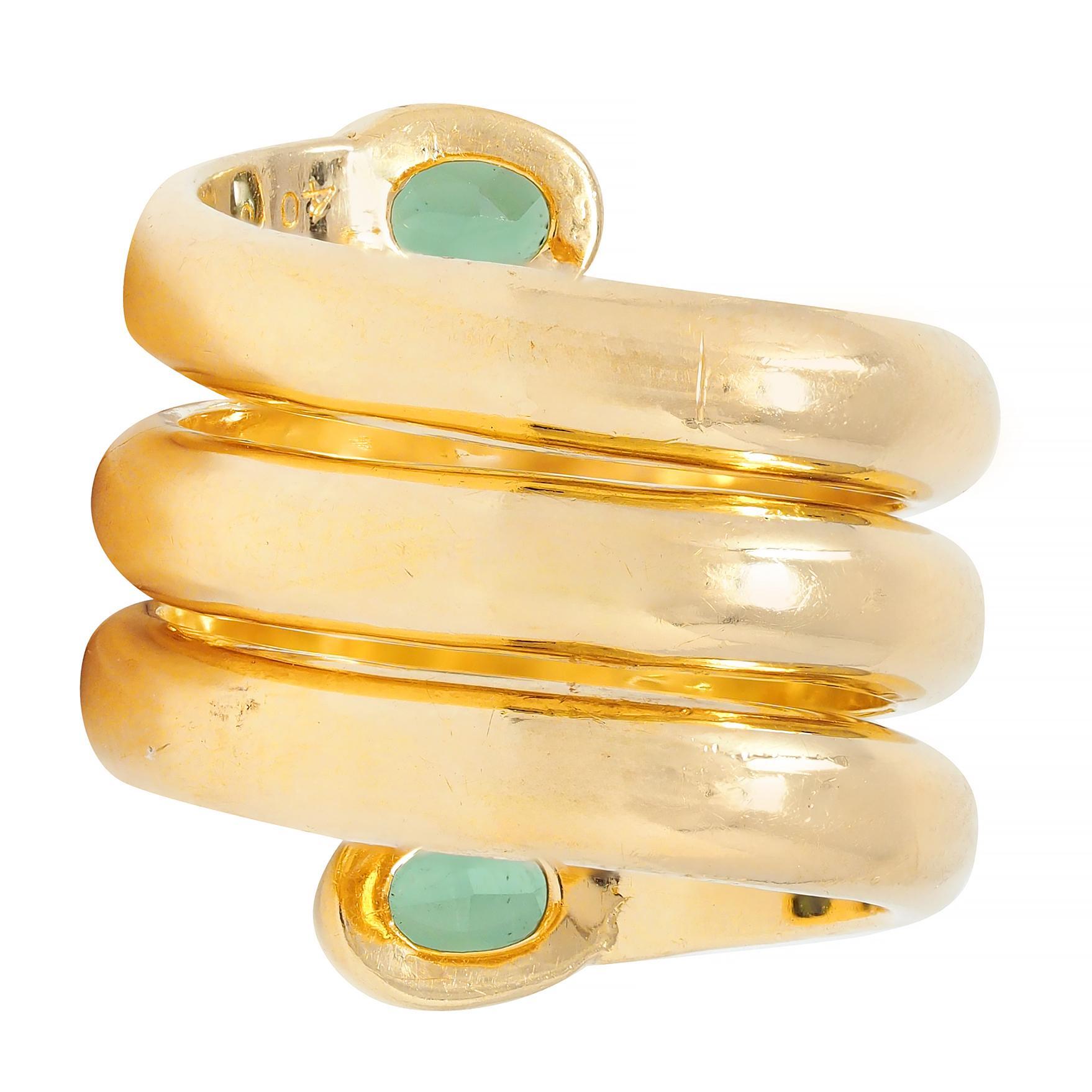 Cartier 1970's Green Tourmaline 18 Karat Yellow Gold Vintage Wrap Ring ...