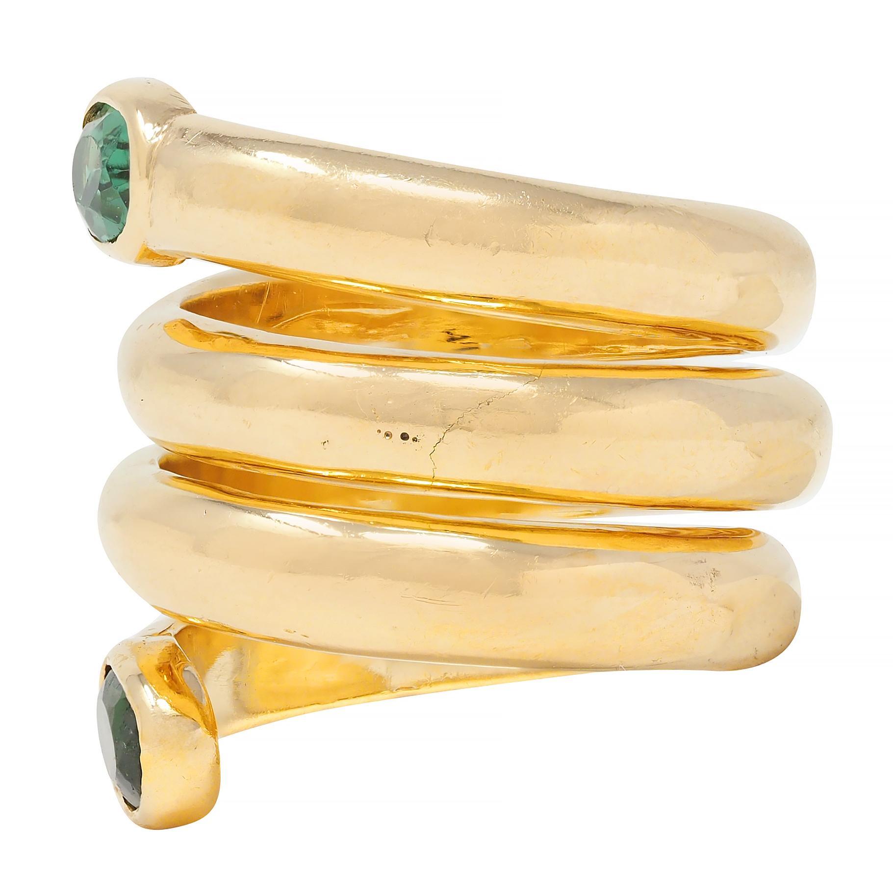 Cartier 1970's Green Tourmaline 18 Karat Yellow Gold Vintage Wrap Ring ...