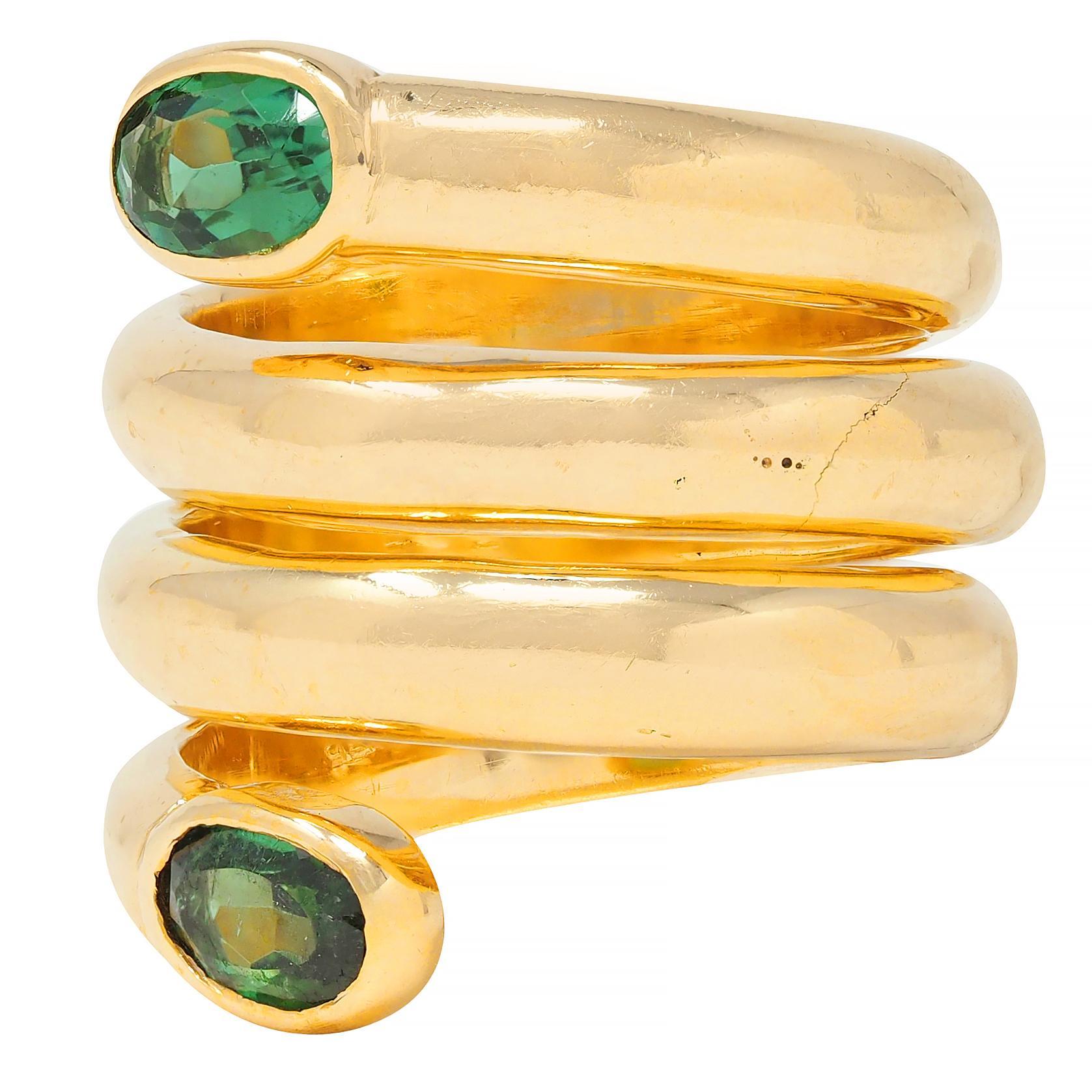 Cartier 1970's Green Tourmaline 18 Karat Yellow Gold Vintage Wrap Ring ...