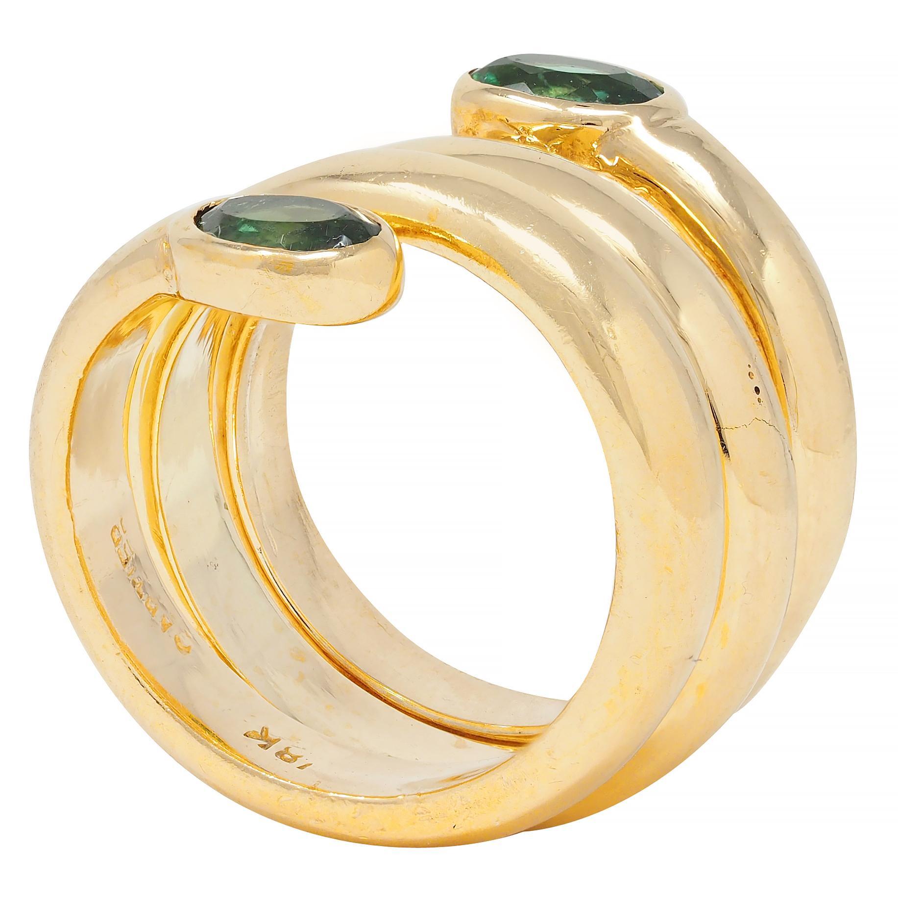 Cartier 1970's Green Tourmaline 18 Karat Yellow Gold Vintage Wrap Ring ...