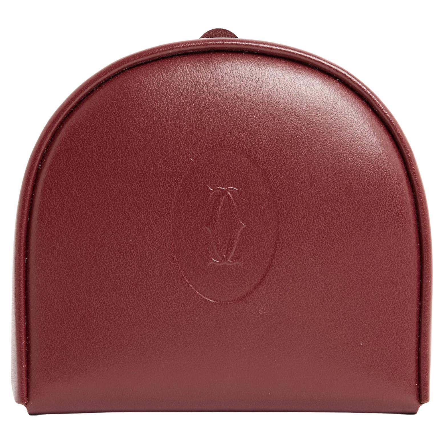 Cartier 1980 burgundy leather pocket purse new in box For Sale at 1stDibs