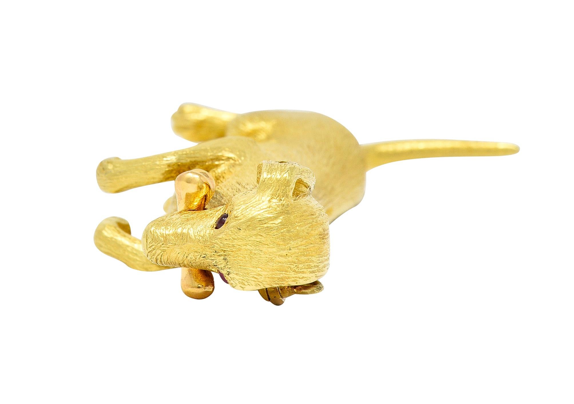 Cartier 1998 Ruby Diamond 18 Karat Two-Tone Gold Vintage Dachshund Dog Brooch For Sale at ...