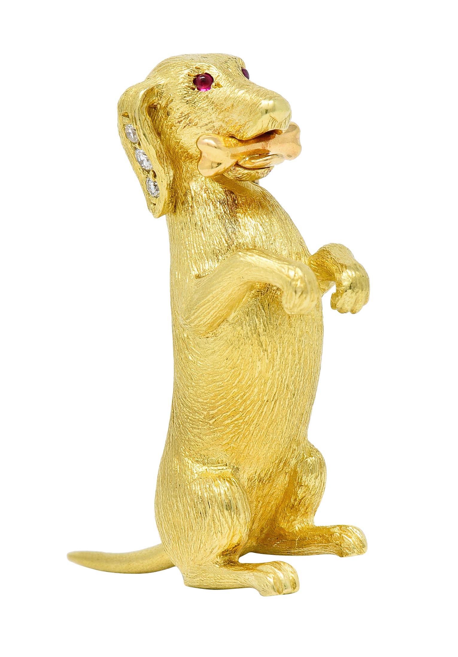 Cartier 1998 Ruby Diamond 18 Karat Two-Tone Gold Vintage Dachshund Dog ...