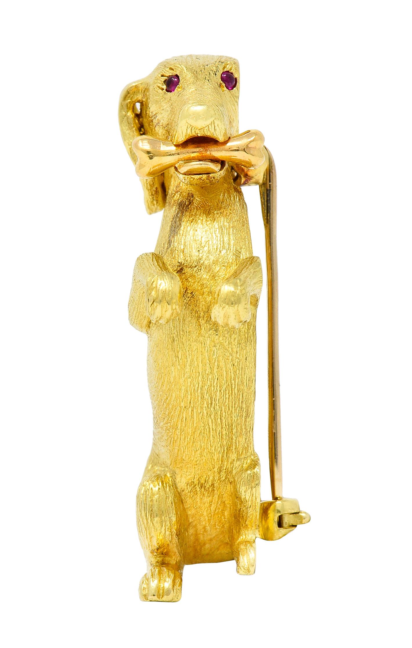 Cartier 1998 Ruby Diamond 18 Karat Two-Tone Gold Vintage Dachshund Dog ...