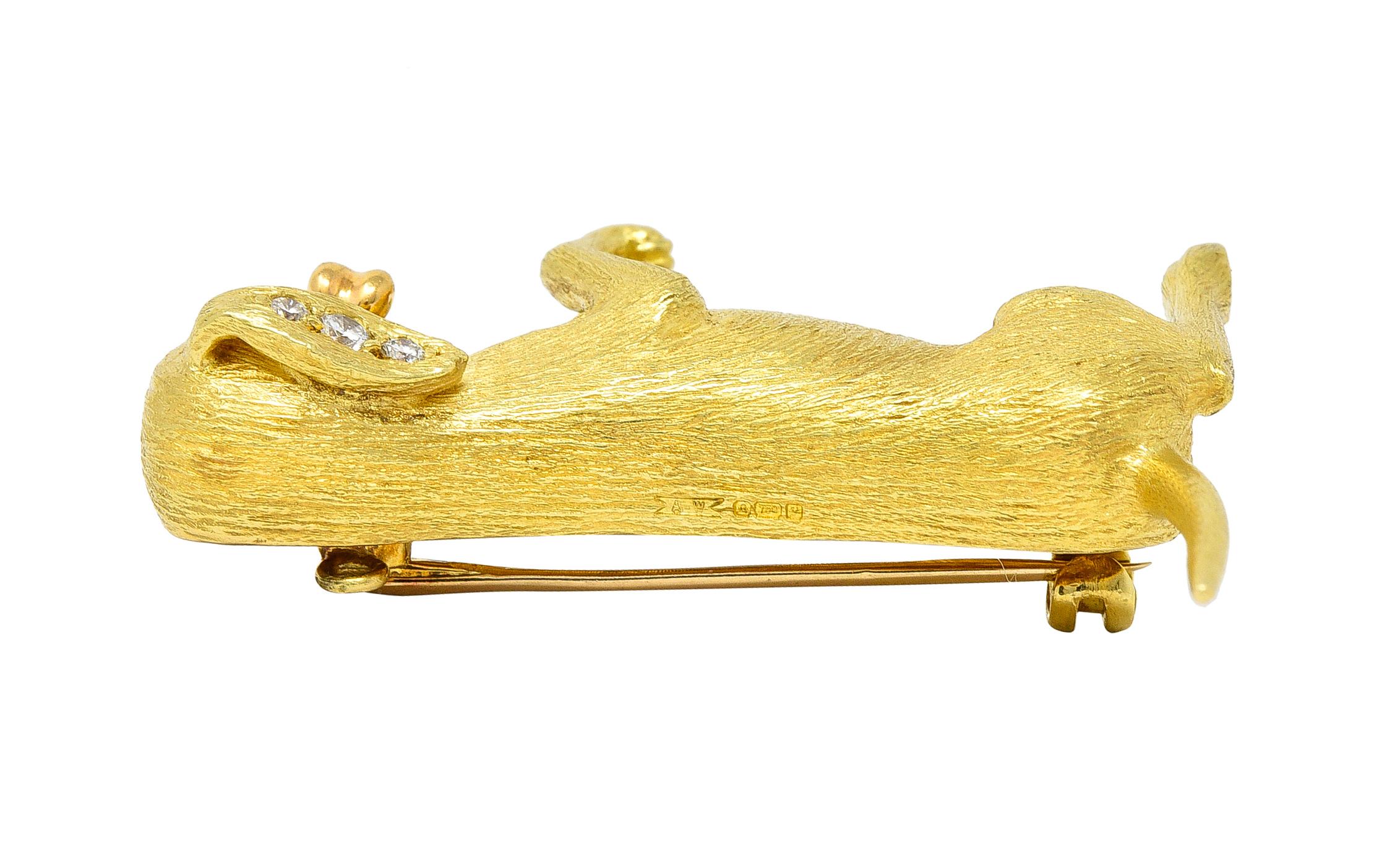 Cartier 1998 Ruby Diamond 18 Karat Two-Tone Gold Vintage Dachshund Dog Brooch For Sale at ...
