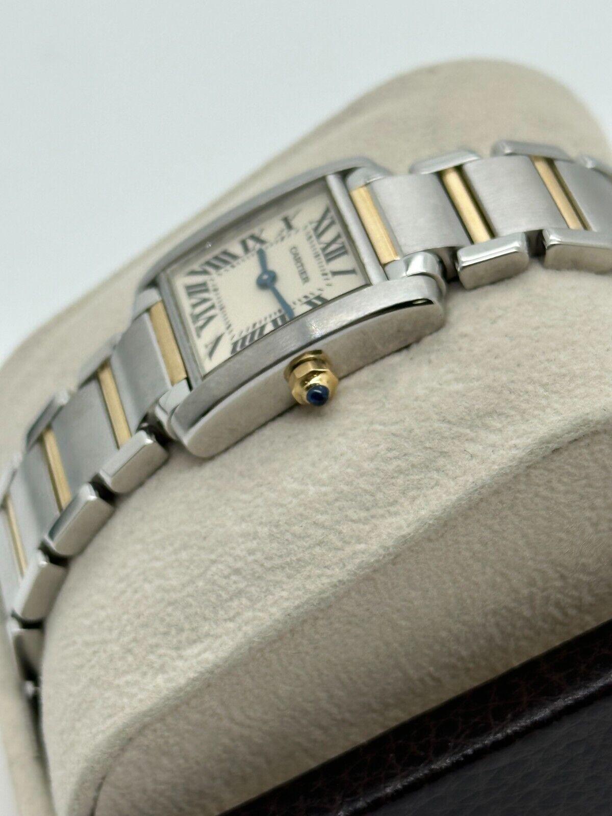 Cartier 2384 Ladies Tank Francaise Stainless Steel and 18k Gold Box ...