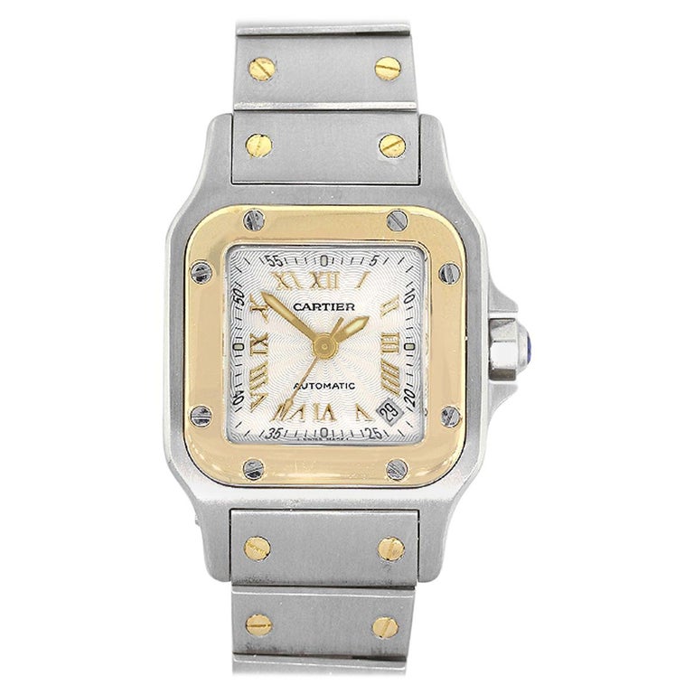 Cartier 2423 Santos Galbee Silver Textured Dial Ladies Watch at 1stDibs ...