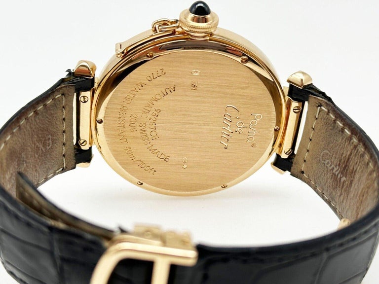 Cartier 2770 Pasha 18K Rose Gold Leather Strap For Sale at 1stDibs