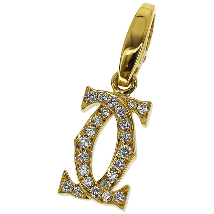 Cartier 2C Diamonds 18 Karat Yellow Gold Charm at 1stDibs