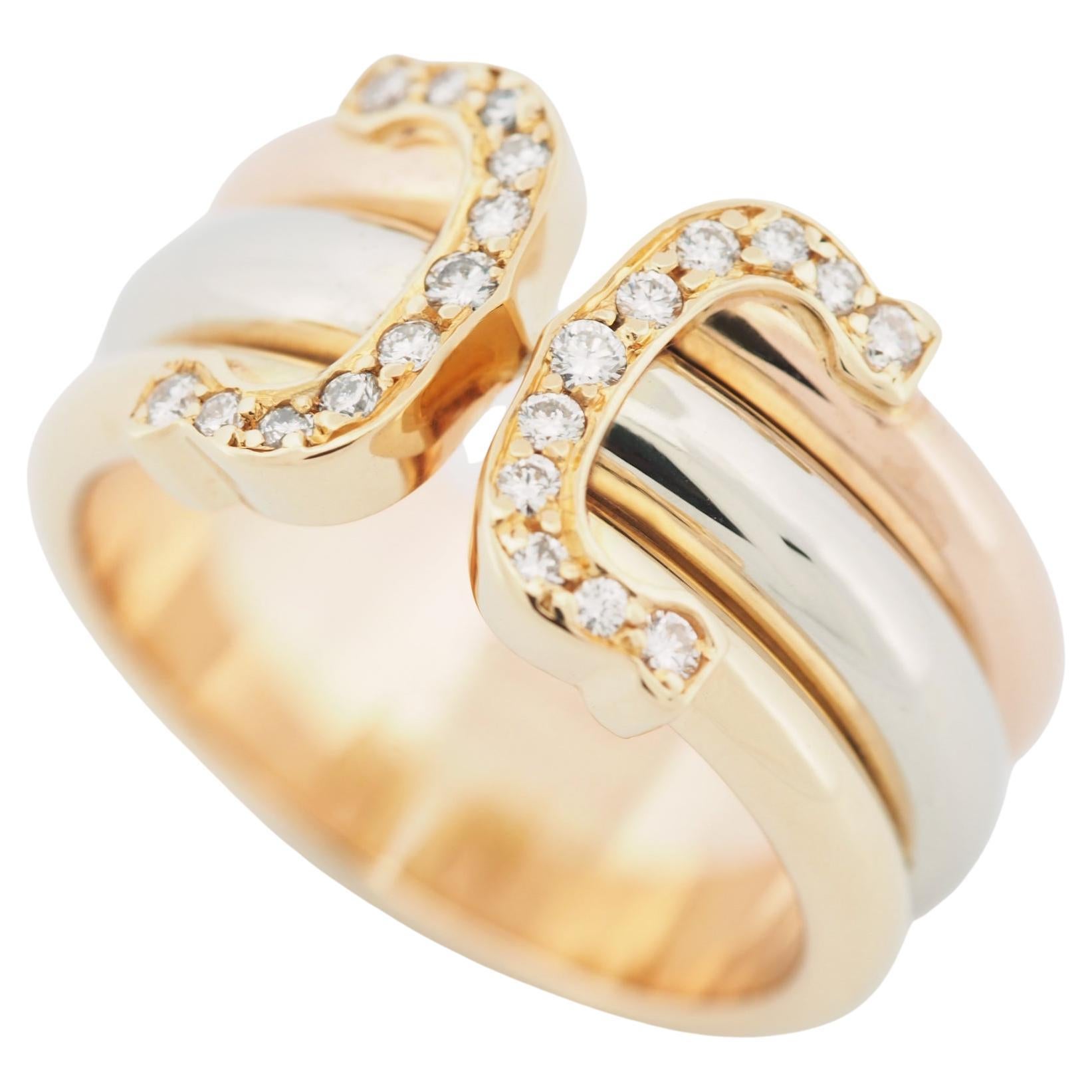 Cartier 2C Diamonds Ring LM Tri Color Gold 50 at 1stDibs | 16.15 ring size