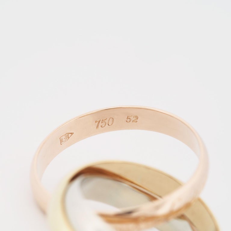 Cartier 3 Bands Trinity Ring Tri Color Gold 52 at 1stDibs