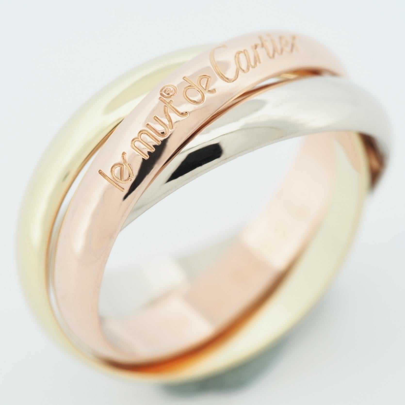 Cartier 3 Bands Trinity Ring Tri Color Gold 54 For Sale at 1stDibs