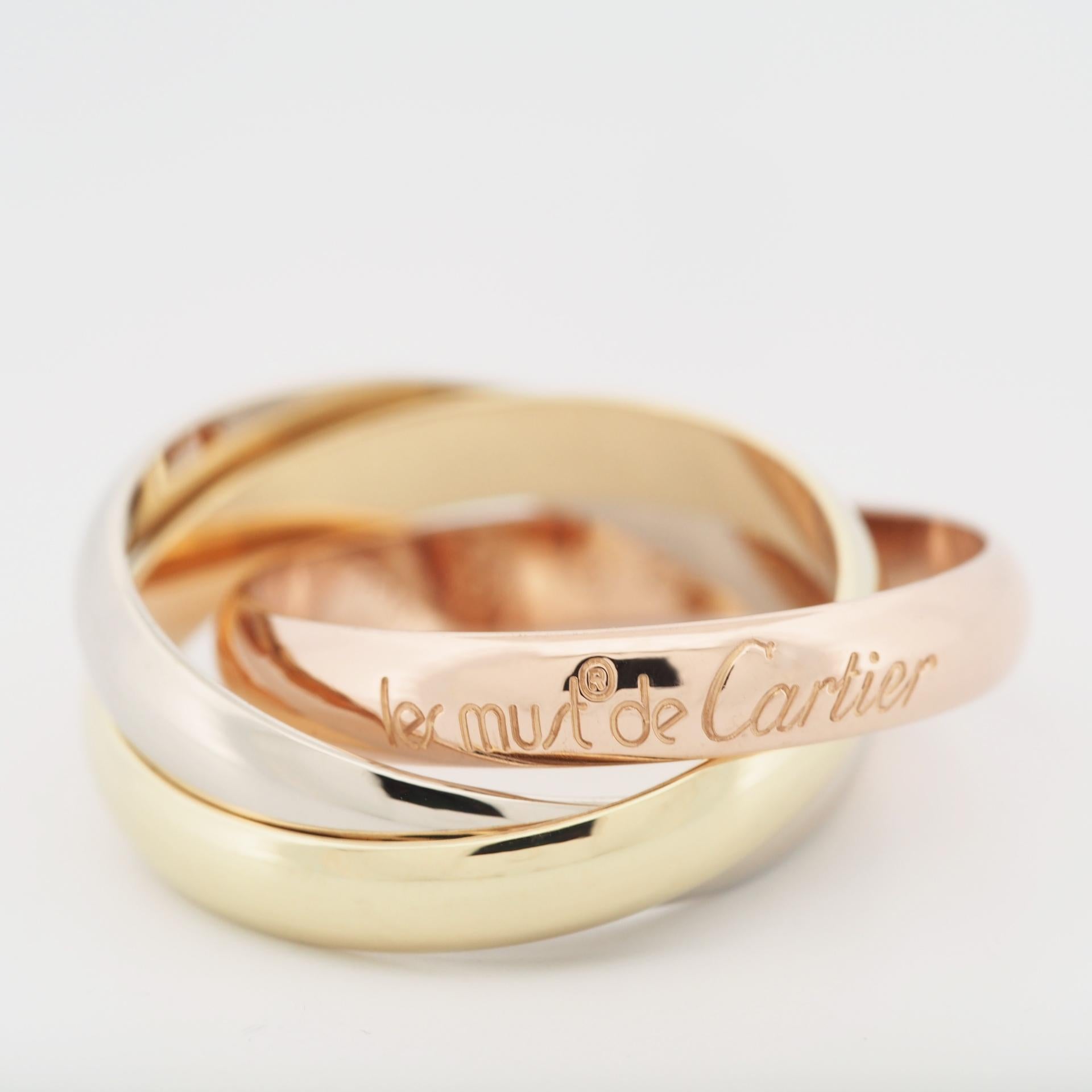 Cartier 3 Bands Trinity Ring Tri Color Gold 54 For Sale at 1stDibs