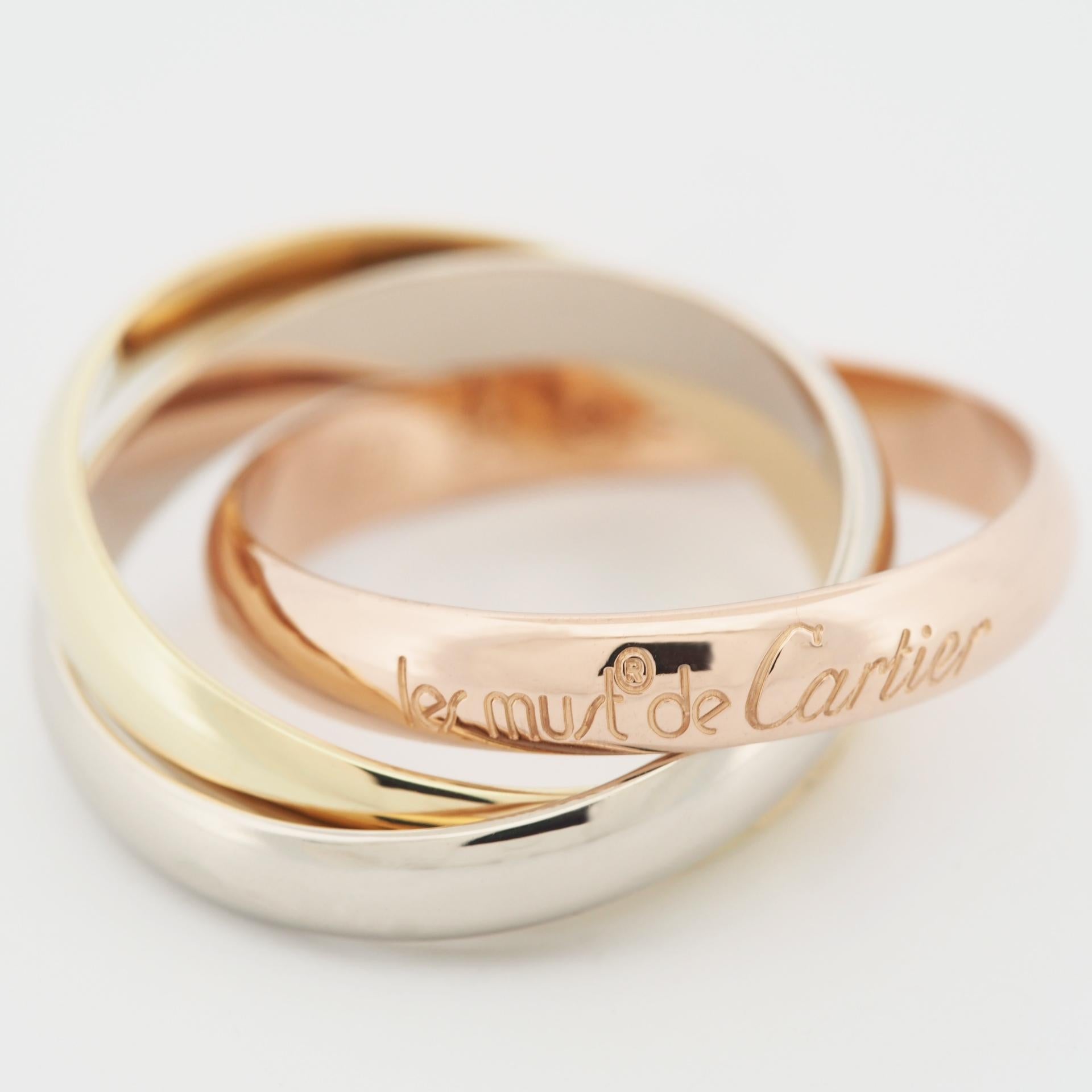Cartier 3 Bands Trinity Ring Tri Color Gold 54 For Sale at 1stDibs