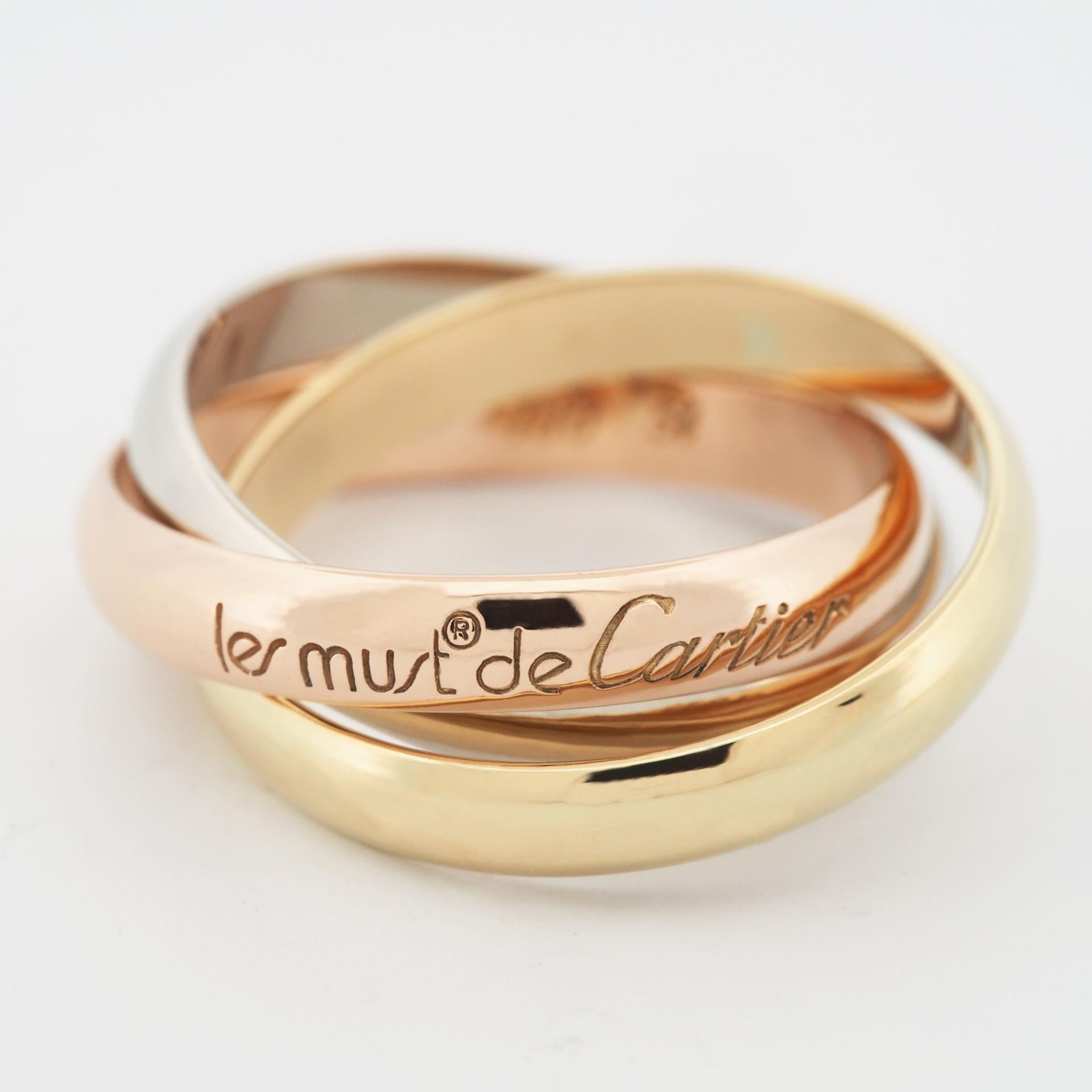 Cartier 3 Bands Trinity Ring Tri Color Gold 54 For Sale at 1stDibs
