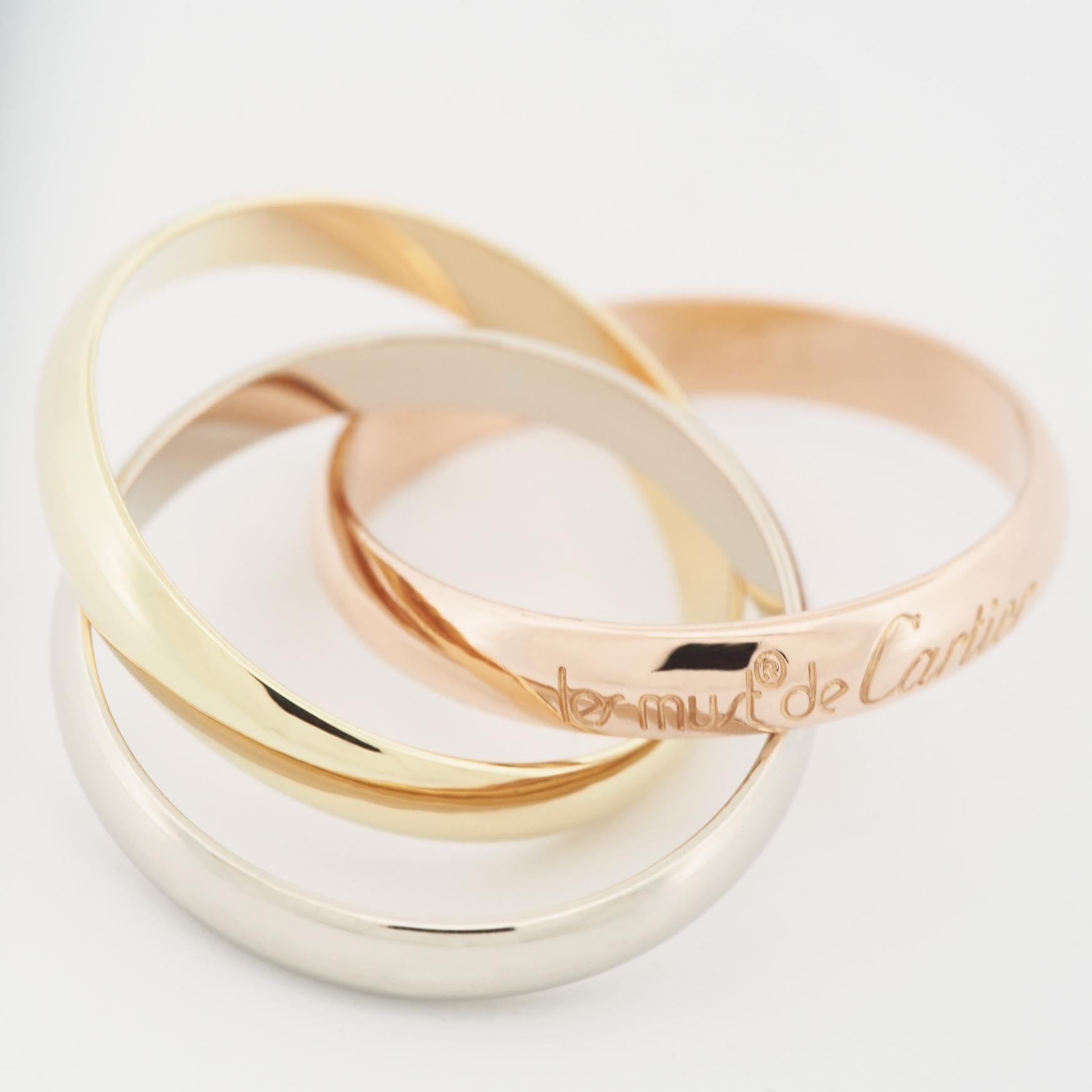 Cartier 3 Bands Trinity Ring Tri Color Gold 54 For Sale at 1stDibs