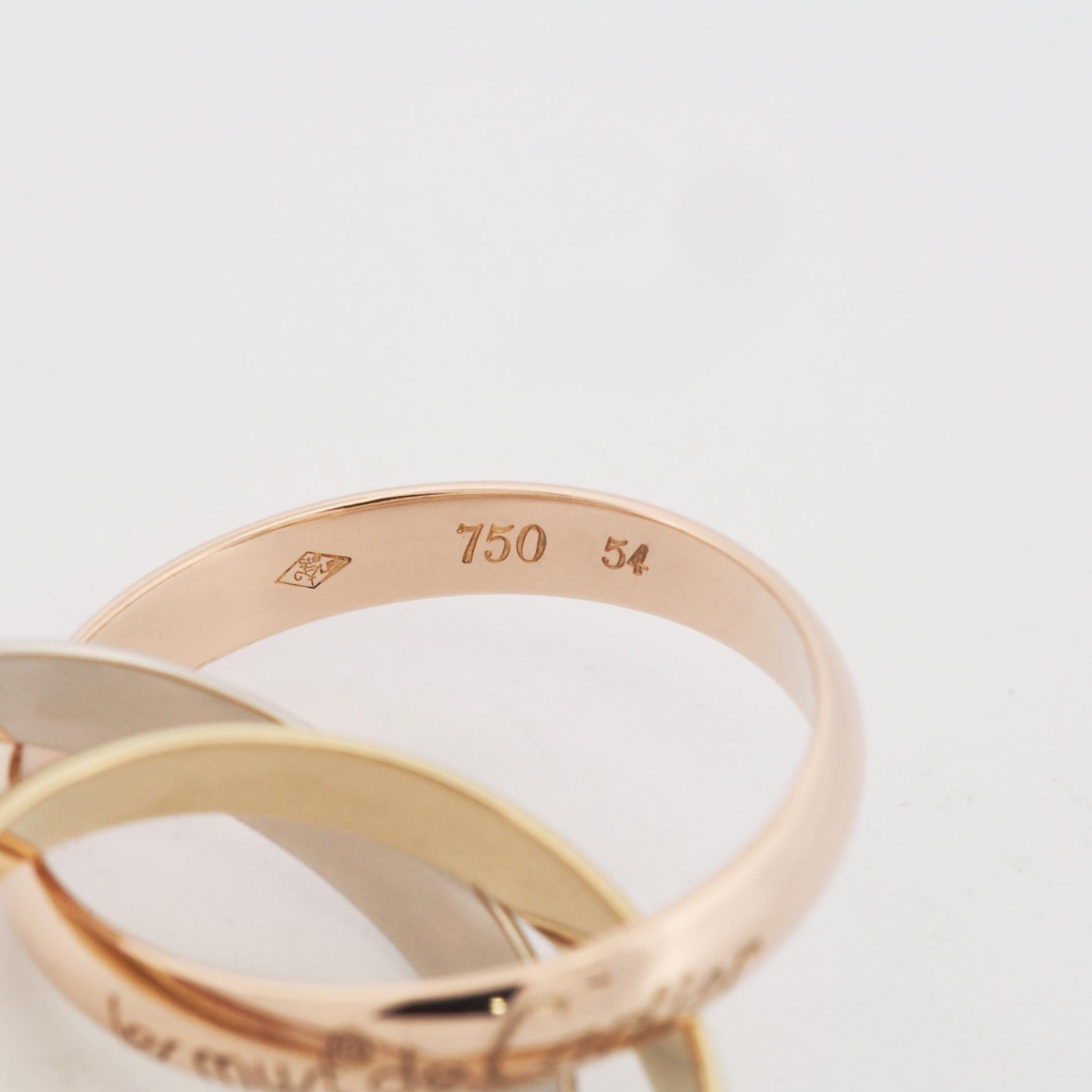 Cartier 3 Bands Trinity Ring Tri Color Gold 54 For Sale at 1stDibs