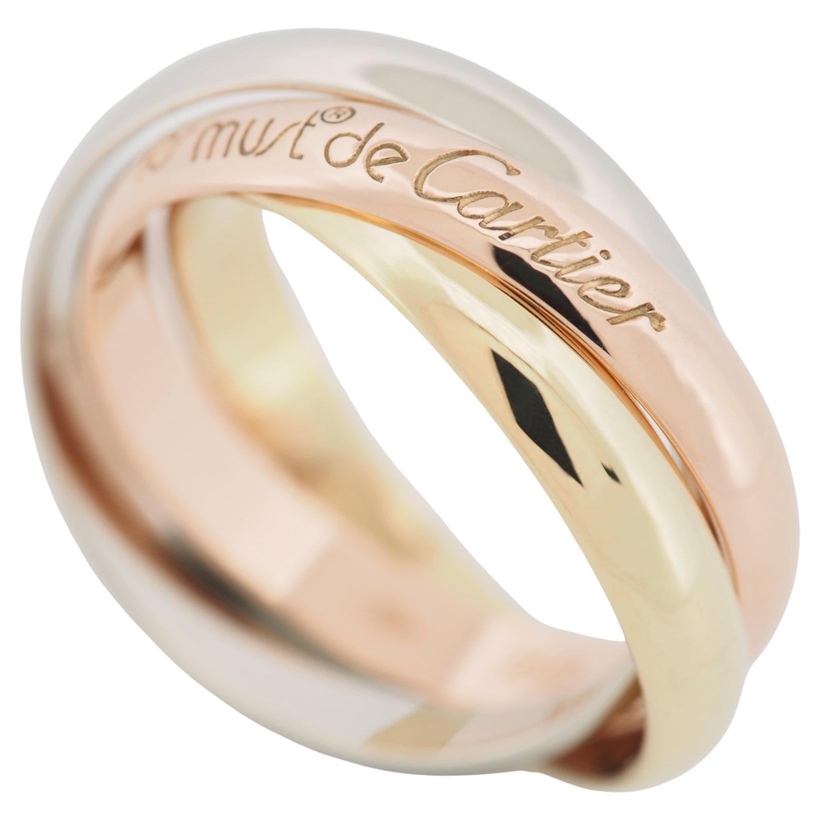 Cartier 3 Bands Trinity Ring Tri Color Gold 54 For Sale at 1stDibs