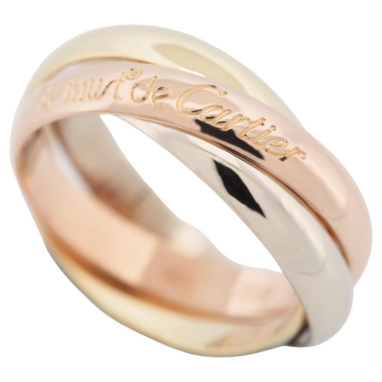 Cartier 3 Bands Trinity Ring Tri Color Gold 54 US 6.75 at 1stDibs