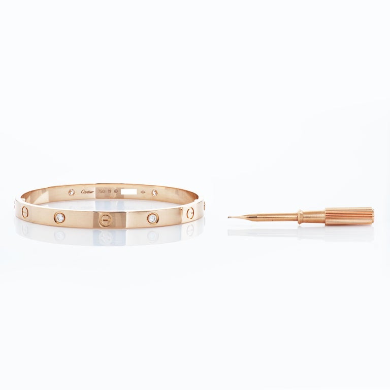 Cartier 4 Diamond Love Bracelet in 18k Rose Gold with Box and ...