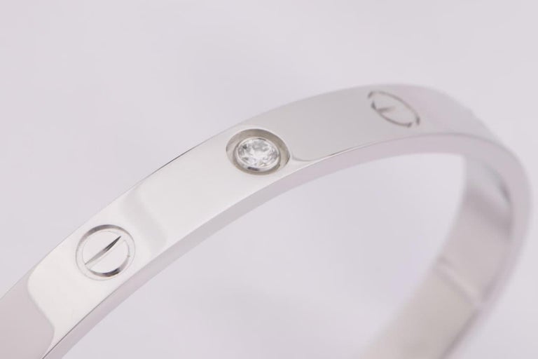 Cartier 4 Diamond Love Bracelet in 18K White Gold at 1stDibs