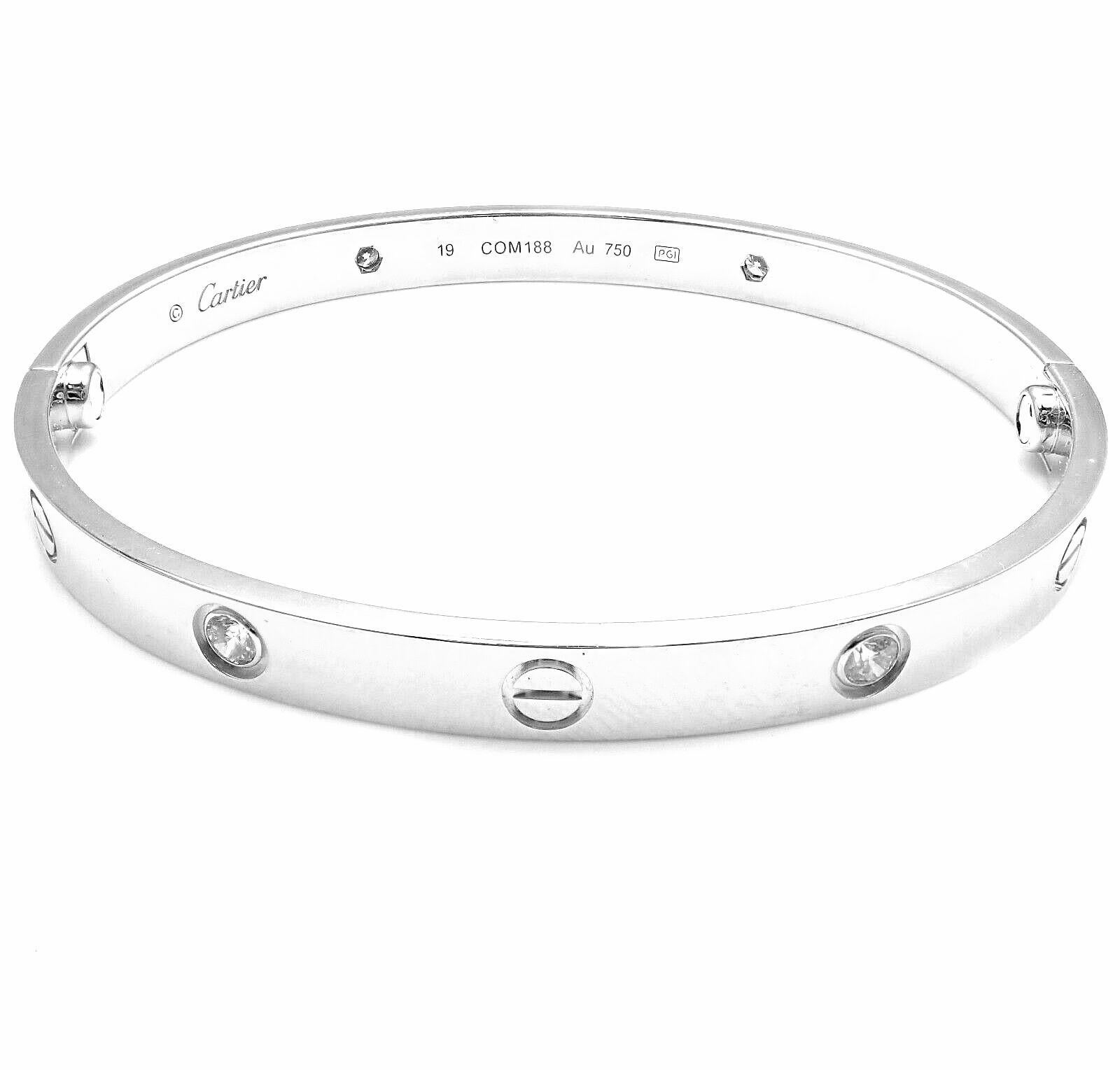Cartier 4 Diamond White Gold Love Bangle Bracelet at 1stDibs | cartier ...