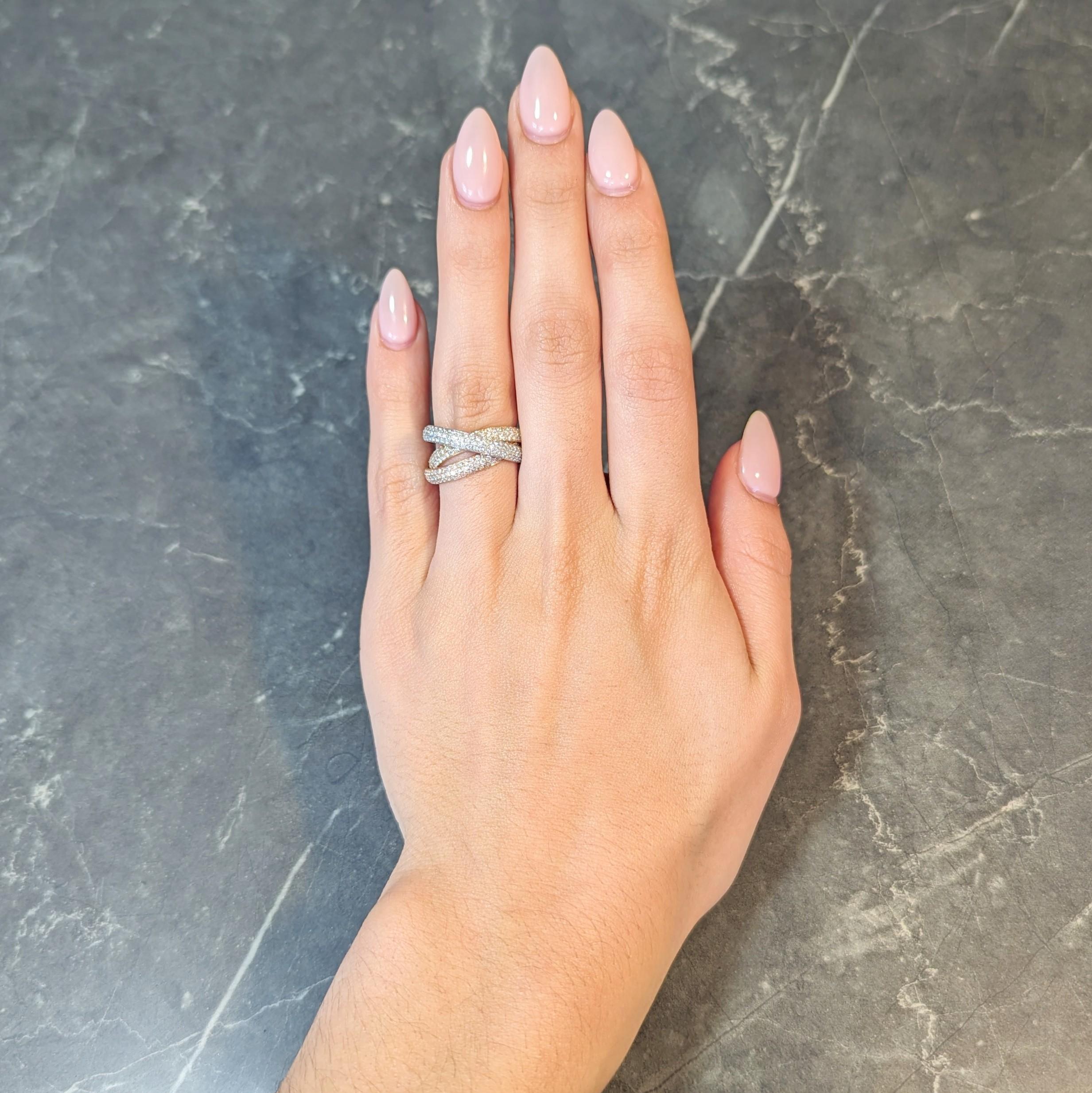 Cartier 4.50 CTW Diamond 18 Karat Tri-Colored Gold Rolling Trinity Band ...