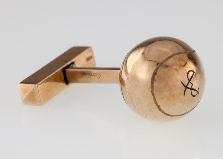 Cartier 9k Single Tennis Ball Cufflink Wimbledon 1964 w/ Prince Philip ...